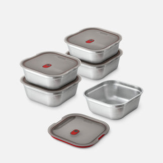 Black+Blum | Stainless Steel Meal Prep Square Food Box Set Of 5 ...