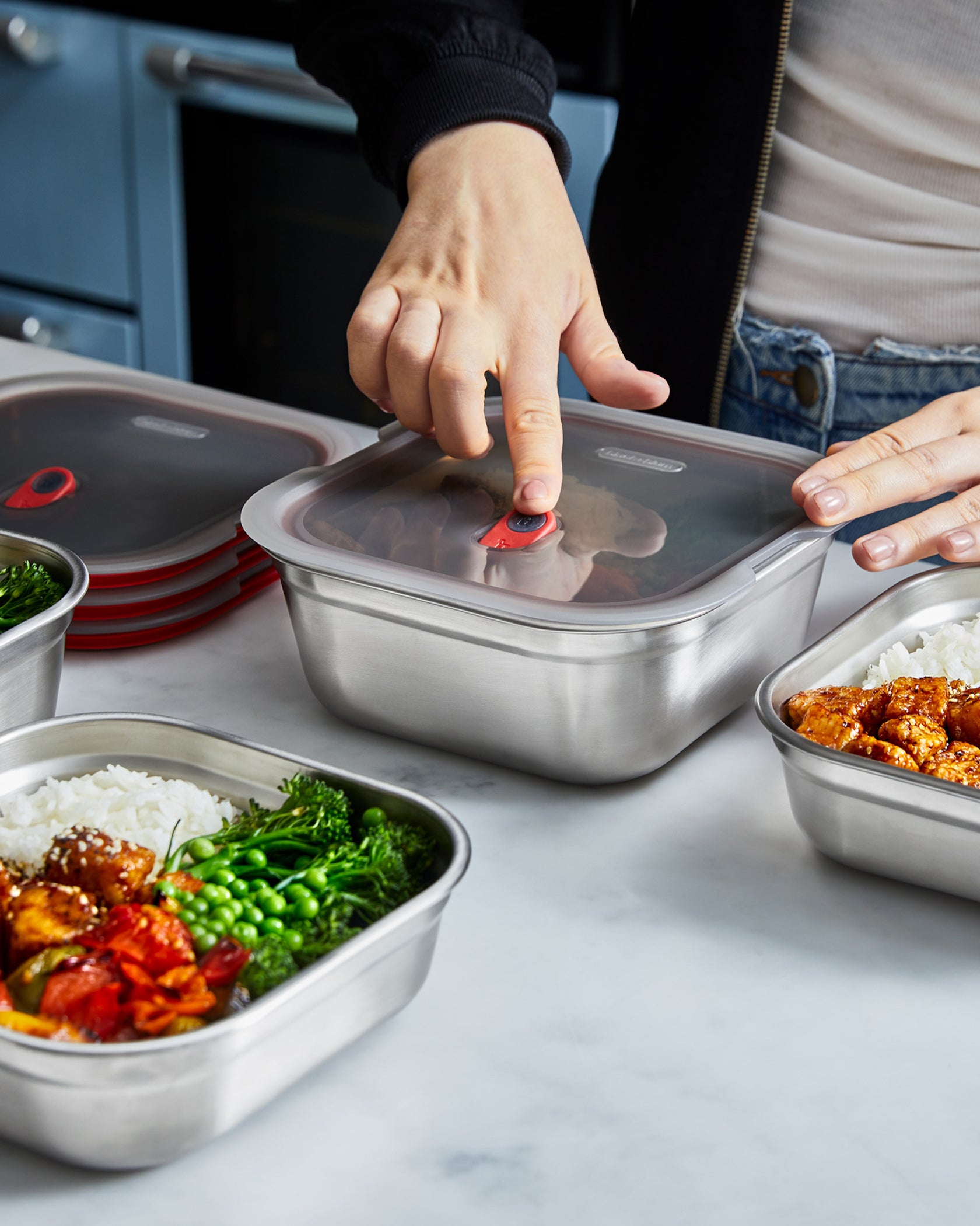 Black+Blum | Stainless Steel Meal Prep Square Food Box Set Of 5 ...