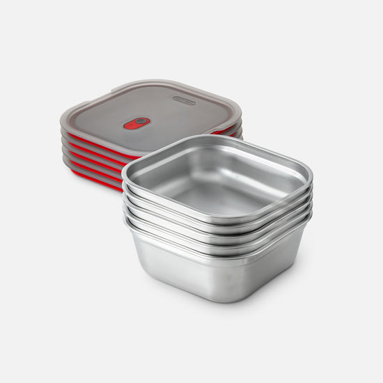 Black+Blum | Stainless Steel Meal Prep Square Food Box Set Of 5 ...