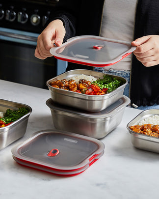 Black+Blum | Stainless Steel Meal Prep Square Food Box Set Of 5 ...